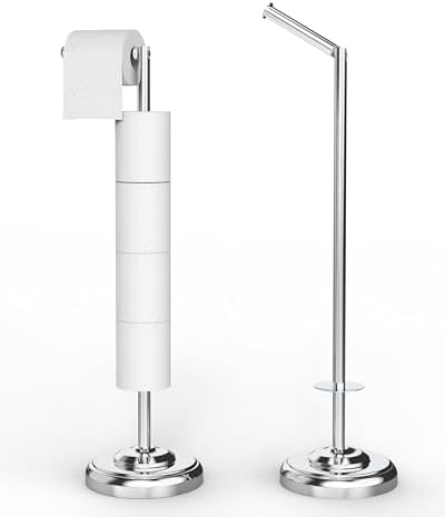 HOMEZI Toilet Roll Holder Free Standing with HEAVY BASE, Premium Toilet ...