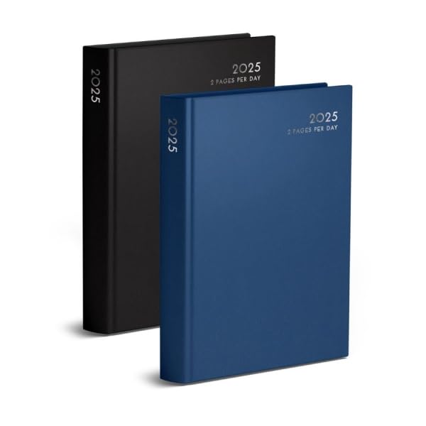 2025 A5 Hardcover 2 Pages Per Day Diary Classic Planner Appointment ...