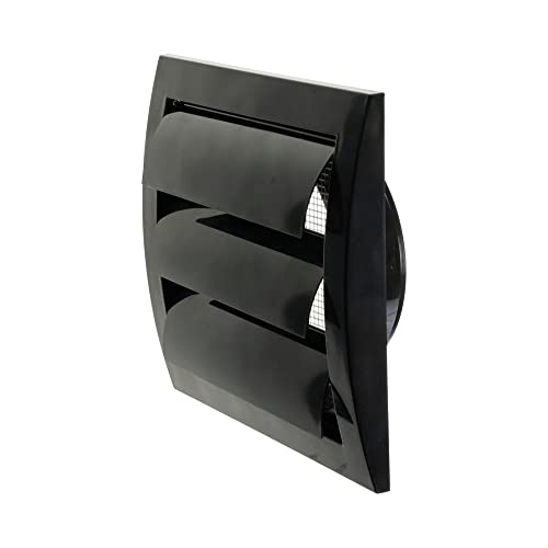 Black Exhaust Hood Vent 4” Inch / 100 mm with Shutters, Built-in Pest ...
