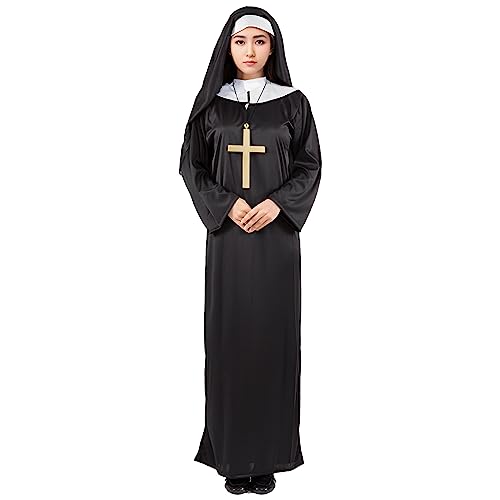 Alaiyaky Nun Outfit Priest Costume for Adult, Nun Costume Suit Vicar ...