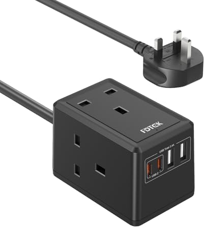 Extension Lead with USB C Slots, FDTEK Mini Plug Extension Cube with 3 ...