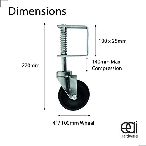 Gate Wheel, Galvanised, Spring Loaded, Swivel | 4 inch | Max Load 100kg ...