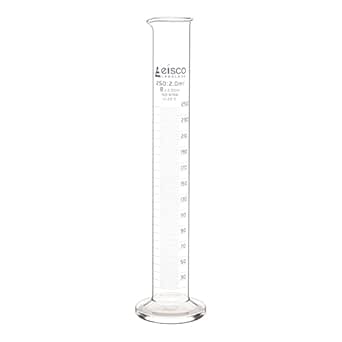 EISCO Graduated Cylinder, 250Ml - Class B Tolerance ±2.00Ml - Round Base - Blue Graduations ...