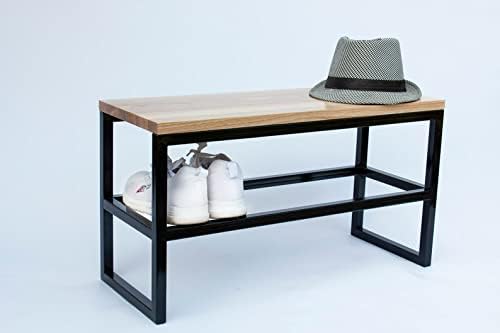 INDIAN DECOR 12605 Entryway Shoe Rack with Wooden Seat, Wood Metal Shoe ...