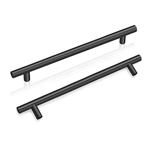 PinLin 15 Pack Cupboard Door Handles 192mm Hole Spacing Black Kitchen ...