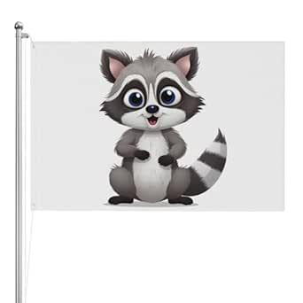 Cartoon cute raccoon Flag 4x6 Ft Outdoor Flag Large Garden Flags ...