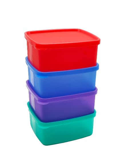 Mahaware Square Plastic Fresh Keep Tab Storage Container Box Set, 400ml ...