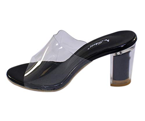 SKOLL Women Black Transparent Block Heel Sleeper 36 : Amazon.in: Fashion
