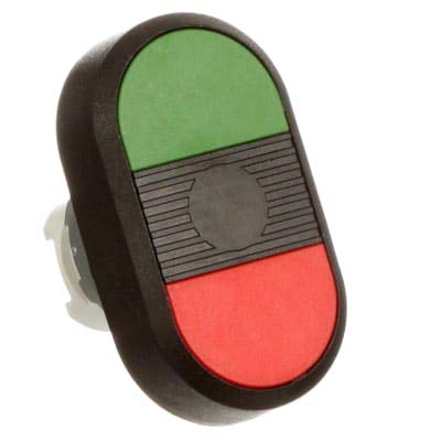 Modular Series; Green; Red Push Button Head; Momentary; 22mm Cutout ...