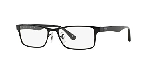 Ray-Ban RX6238 Square Prescription Eyeglass Frames, Black/Demo Lens, 53 ...
