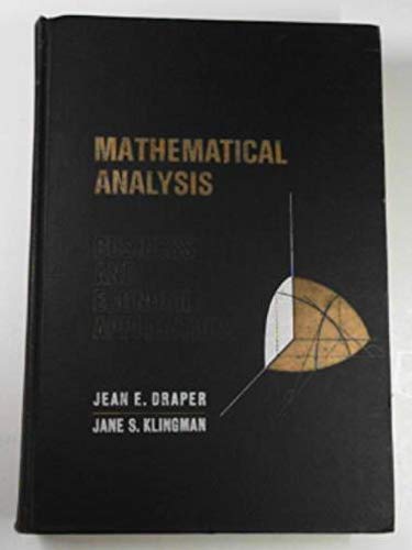 Mathematical Analysis: Business and Economic Applications: Jean Draper ...