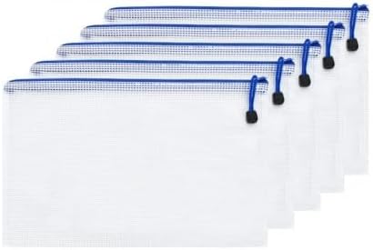 5Pcs Plastic Wallets A4 Zipper Bags, Zipped File Wallets, Mesh Document ...
