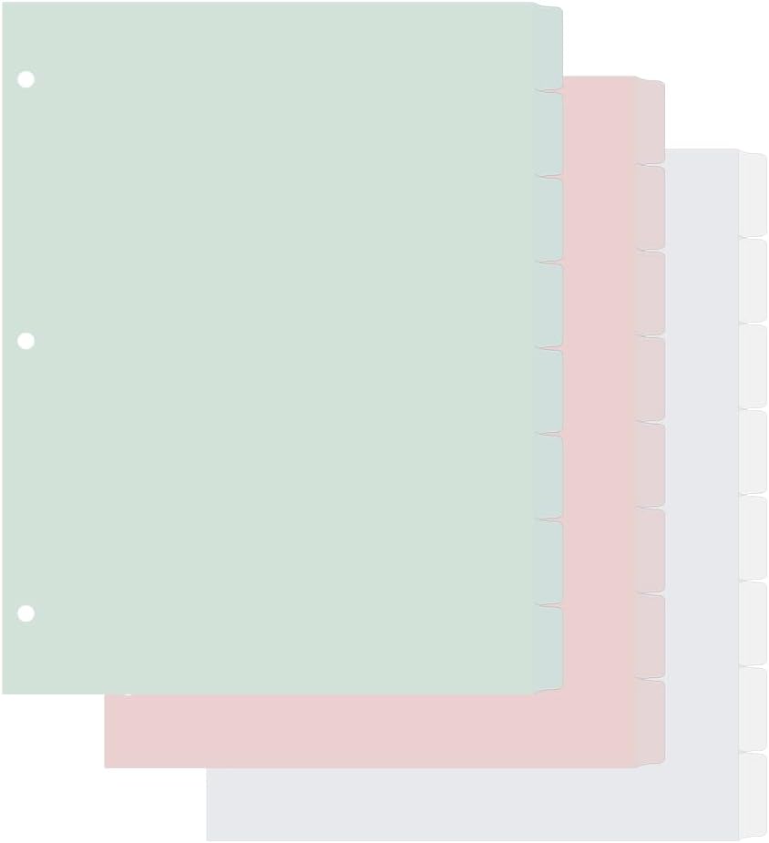 Amazon.com : DICOSMETIC 48Pcs 3 Colors 8-Tab Binder Dividers PP Plastic ...