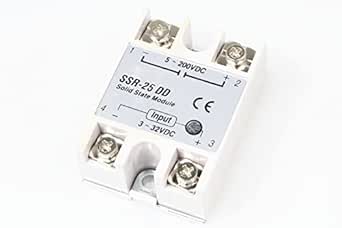 NOYITO SSR-25DD 25A Single Phase Contactless Mute Solid State Relay DC Control DC Input Control ...