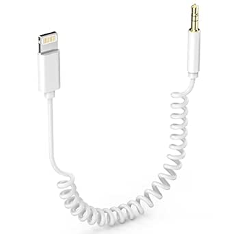 Amazon.com: (Apple MFi Certified) Coiled iPhone AUX Cord,Lightning to 1 ...