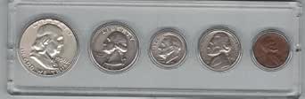 1956 P Birth Year Coin Set- 5 Coins, Silver Half Dollar, Silver Quarter ...