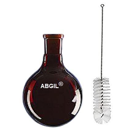 ABG BOROSILICATE GLASS AMBER COLOR BOILING FLASK ROUND BOTTOM WITH I/C ...
