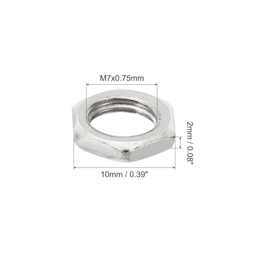 PATIKIL M7x0.75 Steel Hex Nuts, 100 Pack Metric Thread Zinc Plated ...