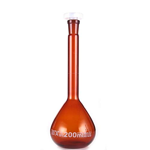 HANDUO Science Lab Supplies 2pcs- 200ml Amber Volumetric Flask ...