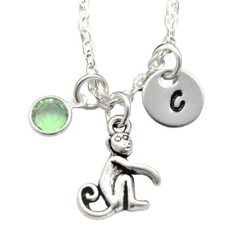 Amazon.com: Monkey Necklace - Personalized Monkey Themed Jewelry ...