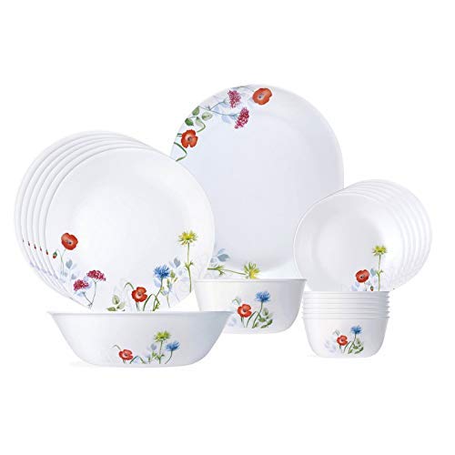 Buy Corelle Daisy Field Glass 21Pcs Dinner Set, Multicolor Online at ...