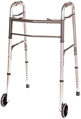 Amazon.com: Front Wheeled Walker Folding Deluxe with 2 Button and 5 ...