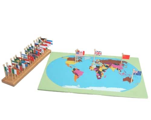 Amazon.com: MONTESSORI World Map, Flags and Stand - GEOGRAPHY MATERIALS ...