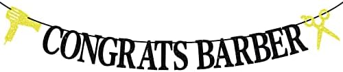 Amazon.com: Black Glitter Congrats Barber Banner, I Will Cut You ...