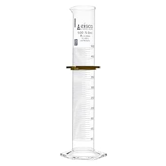 Eisco Labs - Graduated Cylinder, 500mL - ASTM, Class A - Tolerance ±2.00mL - Protective Collar ...