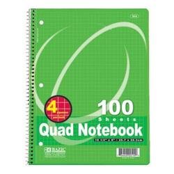 BAZIC 100 Count Quad-Ruled 4-1 Spiral Notebook: Amazon.com: Office Products