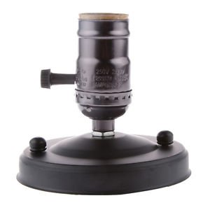 Retro Metal Ceiling E27 Bulb Lamp Holder Stand 110-220V w/ Switch Black ...
