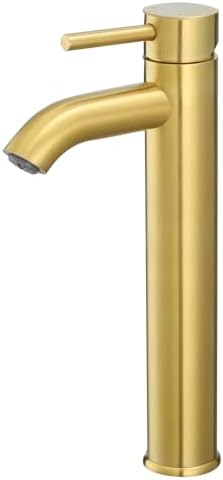 VOTON Vessel Sink Faucet Brushed Gold Tall Bathroom Faucets Single ...