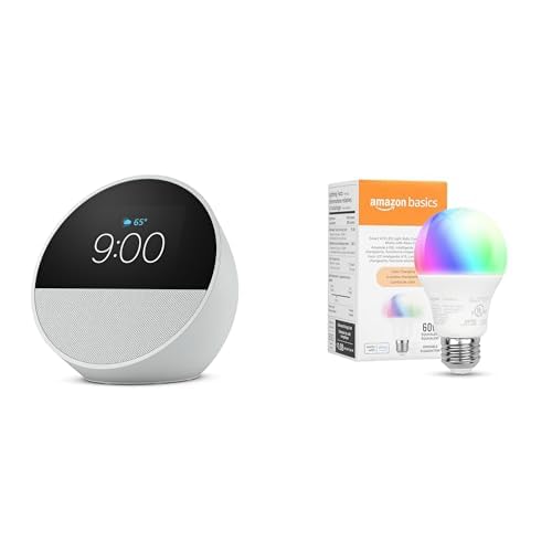 Amazon.com: Echo Spot with Amazon Basics Smart Color Bulb : Amazon ...