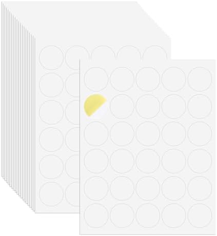 20 Sheets 1.5" Round Labels Stickers, White Circle Labels Printable ...