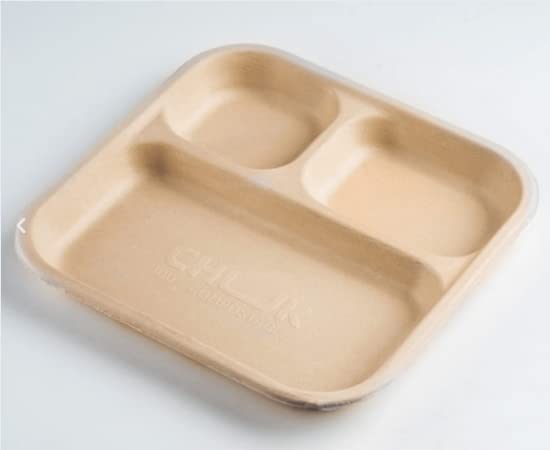 Buy VLG® 3 Compartment Sugarcane Bagasse Disposable Plates, 8 x 8 ...