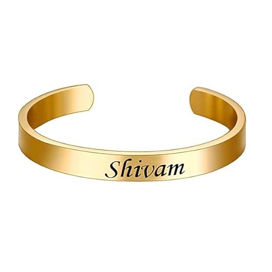 Buy NOBLE Personalized engraved Custom Message Kada Gold Oval Cuff ...