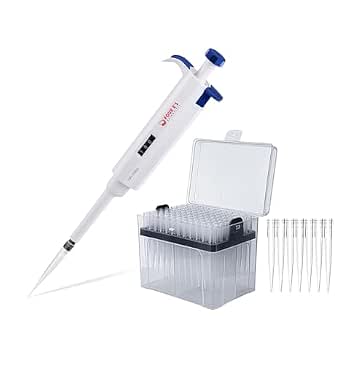 FOUR E'S SCIENTIFIC 100uL-1000uL Pipettes with 1mL Pipette Tips 96pcs ...