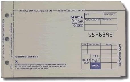 Amazon.com : 3-Part Short Credit Card Sales Slips (Pack of 100 ...
