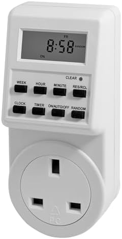 Electronic digital mains Timer Socket Plug-in with LCD Display 12/24 ...