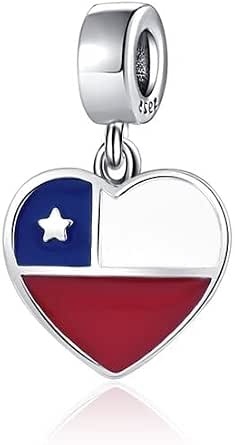 Amazon.com: I Love Chile and Chile Heart Charm, Chile Flag Charm ...