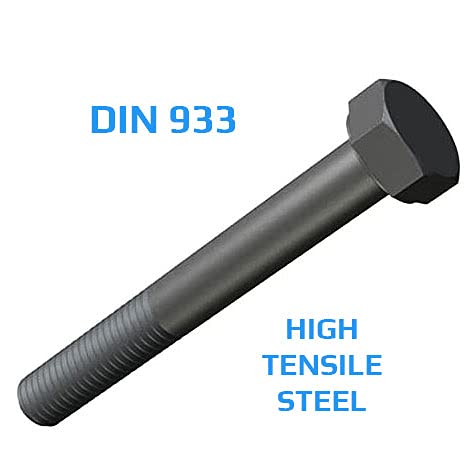 M10x50 Hex Head Bolts, Metric Hexagon Bolts, Black, High Tensile Cap ...