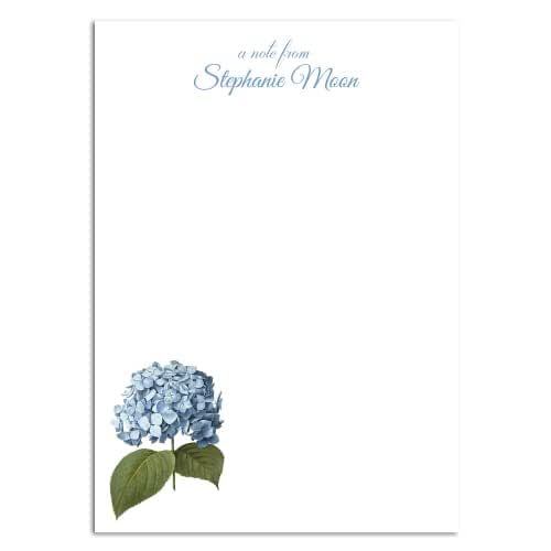 Amazon.com: Blue Hydrangea Personalized Notepad | Custom Writing Pad ...