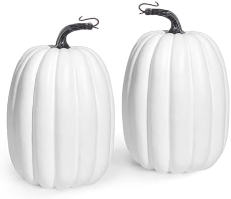 Amazon.com: Dandat 4 Pcs Thanksgiving Fall Large White Foam Pumpkins 8. ...