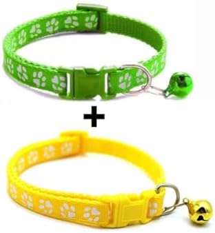 DRK Shopmart 2-Piece Multicolored Pet Paw Print Collar with Bell, Quick ...