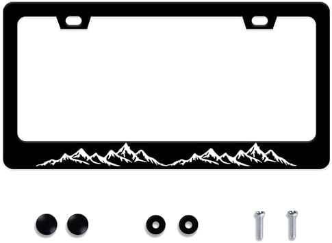 Amazon.com: Mountain License Plate Frame Mountains Scenery Stainless ...