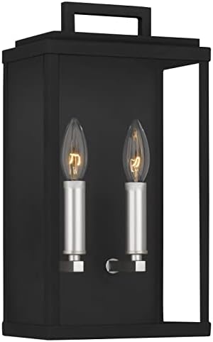 Lawyettle Dusk to Dawn Outdoor Wall Lantern 2-Light, 21" Large Outside Wall Sconce, Modern Black ...