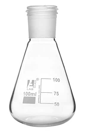 Erlenmeyer Flask with 24/29 Joint, 100ml - 25ml White Graduations - Interchangeable Screw Thread ...