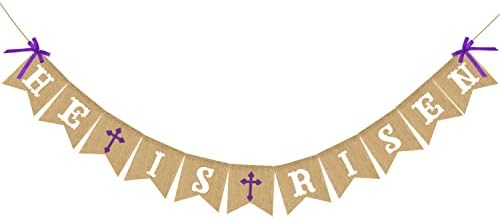 Amazon.com: He is Risen Banner Easter Decorations - Easter Cross Jesus ...