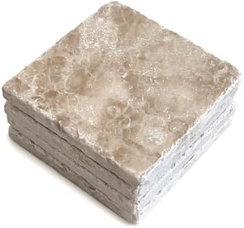 Amazon.com: Beige 4'' X 4'' Travertine Stone Coaster Each Piece Unique ...