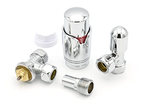 Chrome Thermostatic Radiator Valve TRV and Lockshield Twin Pack for ...